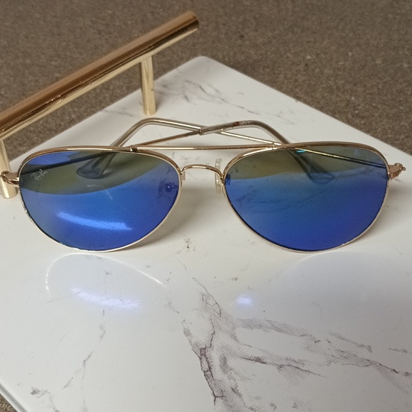 Ray-Ban | Accessories | Ray Ban Blue Reflective Lens Aviator Sunglasses ...